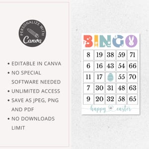 100 Easter Bingo Cards Digital Download | Custom Bingo Template ...