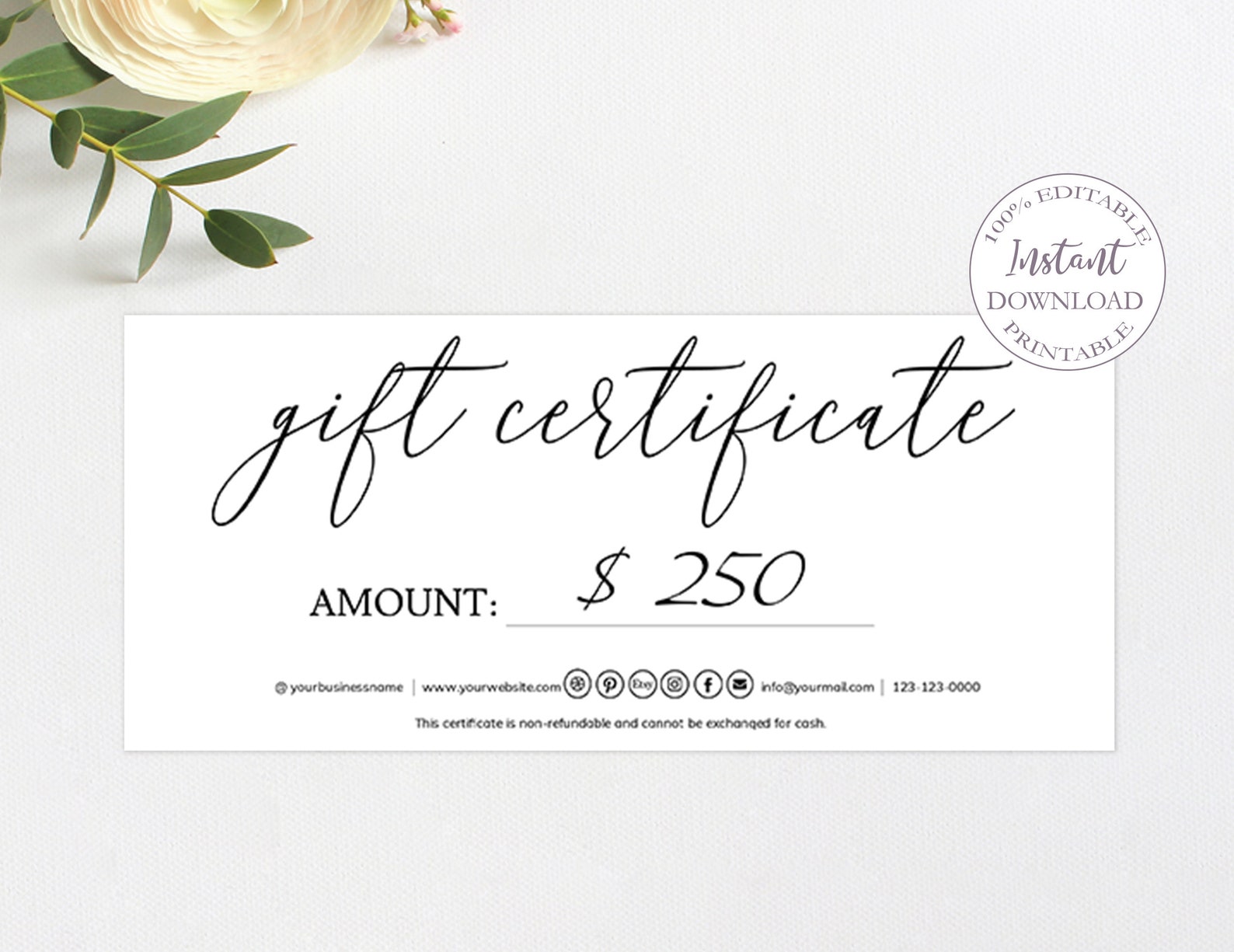 Gift Certificate Template Printable Editable Etsy Gift Card - Etsy