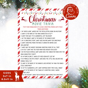 Editable Christmas Movie Trivia Game | Fun Holiday Quiz | Christmas Eve ...