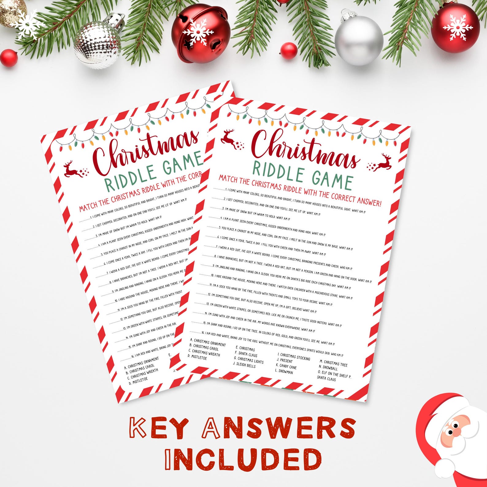 Fun Christmas Riddle Game for Holiday Parties | Editable Canva Template ...