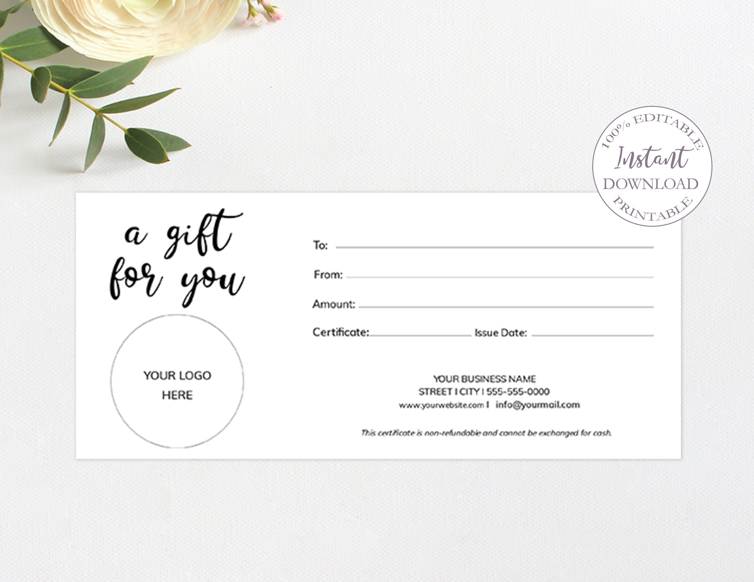 Gift Cards Editable Template Rustic A Gift For You Card | Etsy