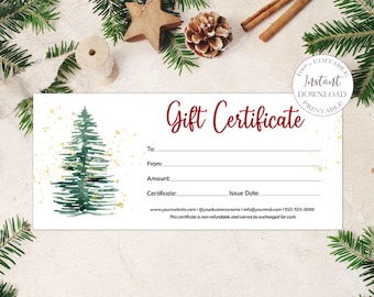 Christmas Gift Certificate Template Printable Xmas Gift Card | Etsy