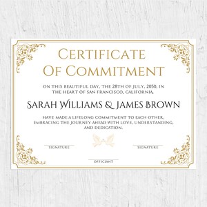 Certificate of Commitment Template I Canva Template, Editable Wedding ...