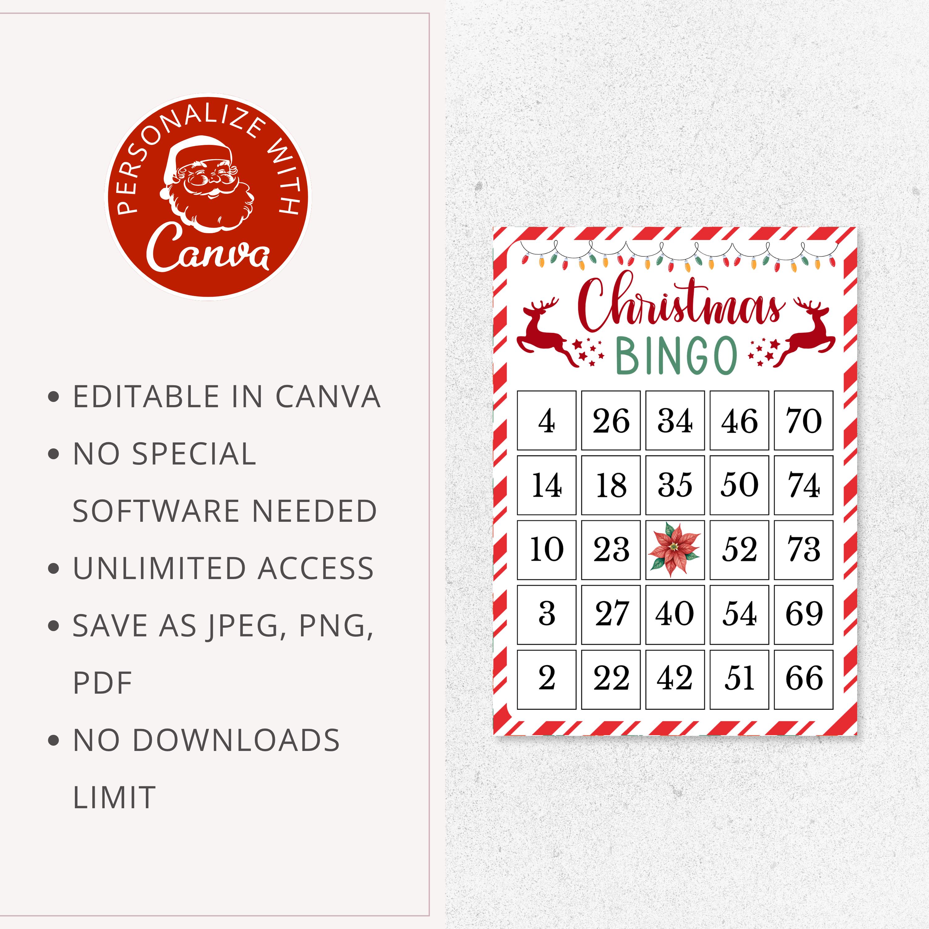 Printable Christmas Bingo Games | 100 Cards With Numbers for Kids ...