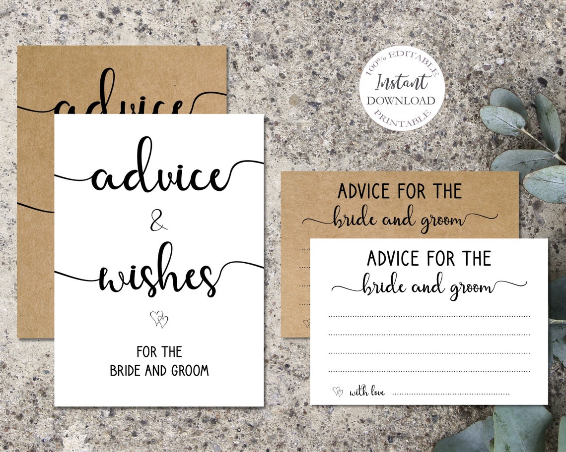Advice for the Bride Bridal Shower Game Template Editable - Etsy