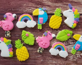 Flamingo Baby Shower Sugar Cookies Set of 12 Tropical Delights - Etsy