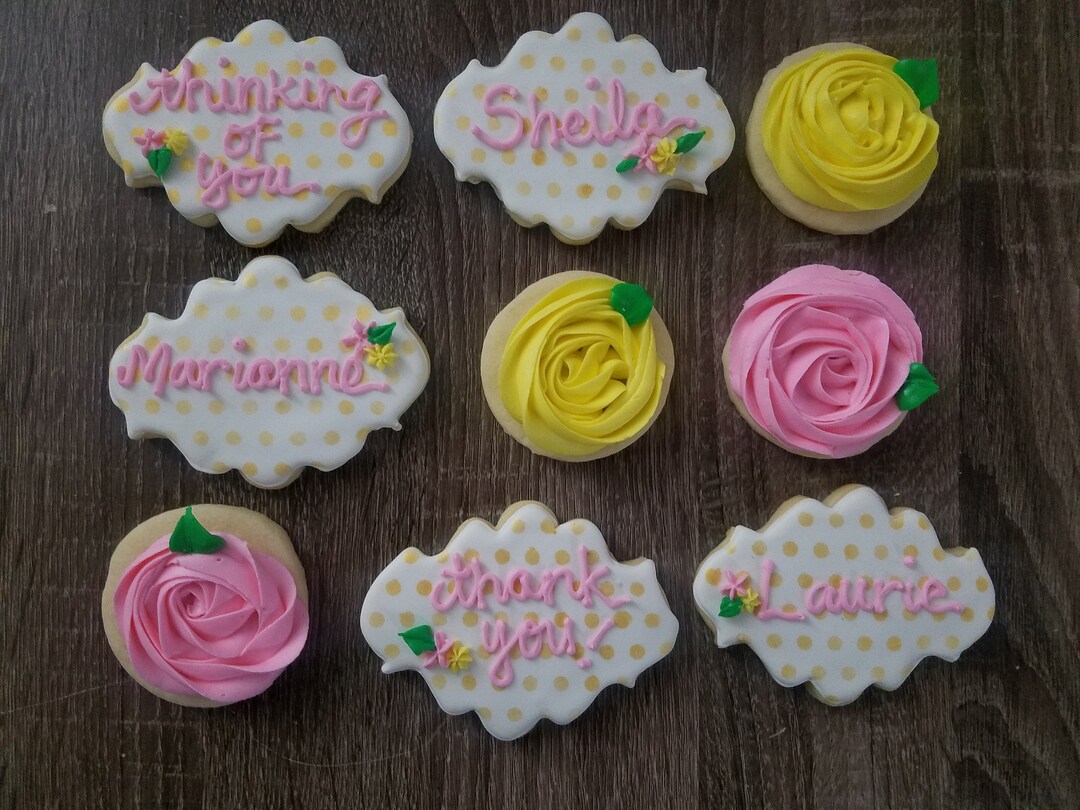 Thank You, Thinking of You, Personalized With Floral Cookies - Etsy