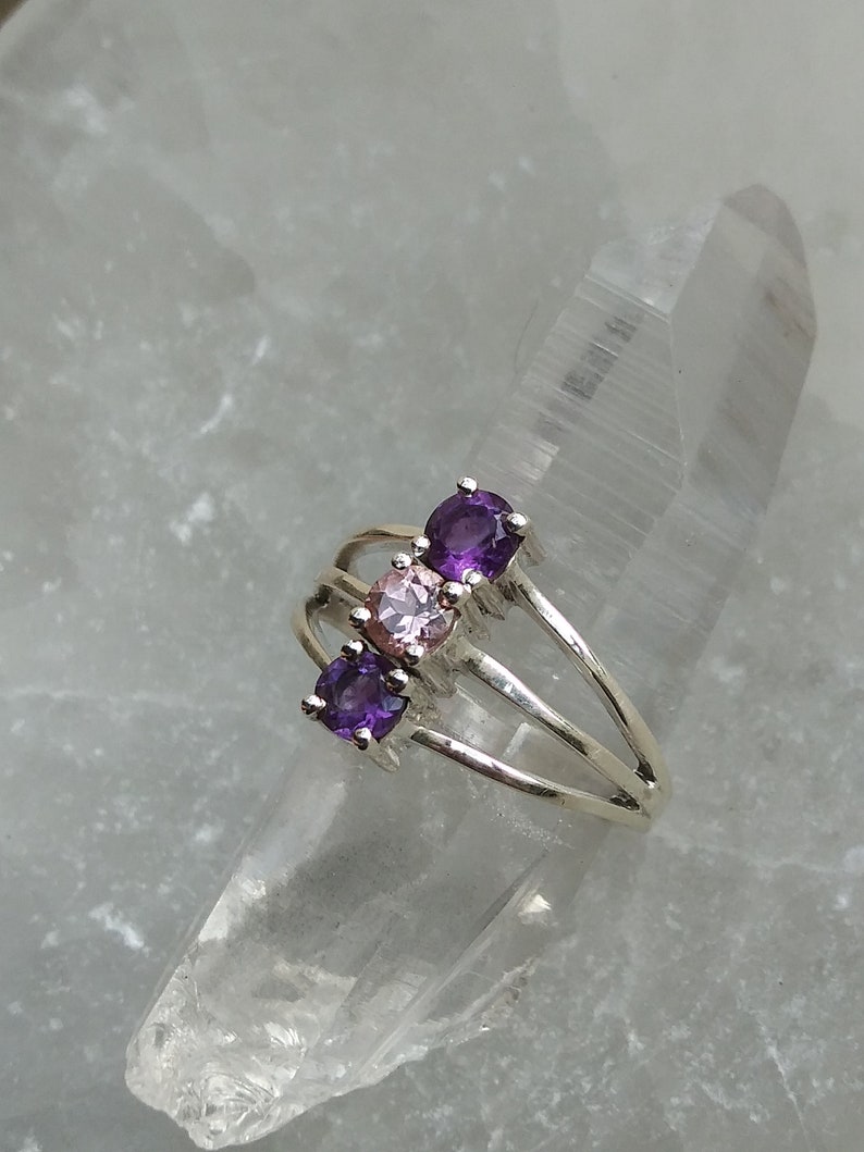 Genuine African Amethyst and Morganite Ring 925 Sterling - Etsy