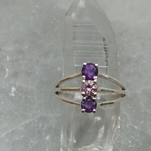Genuine African Amethyst and Morganite Ring 925 Sterling - Etsy