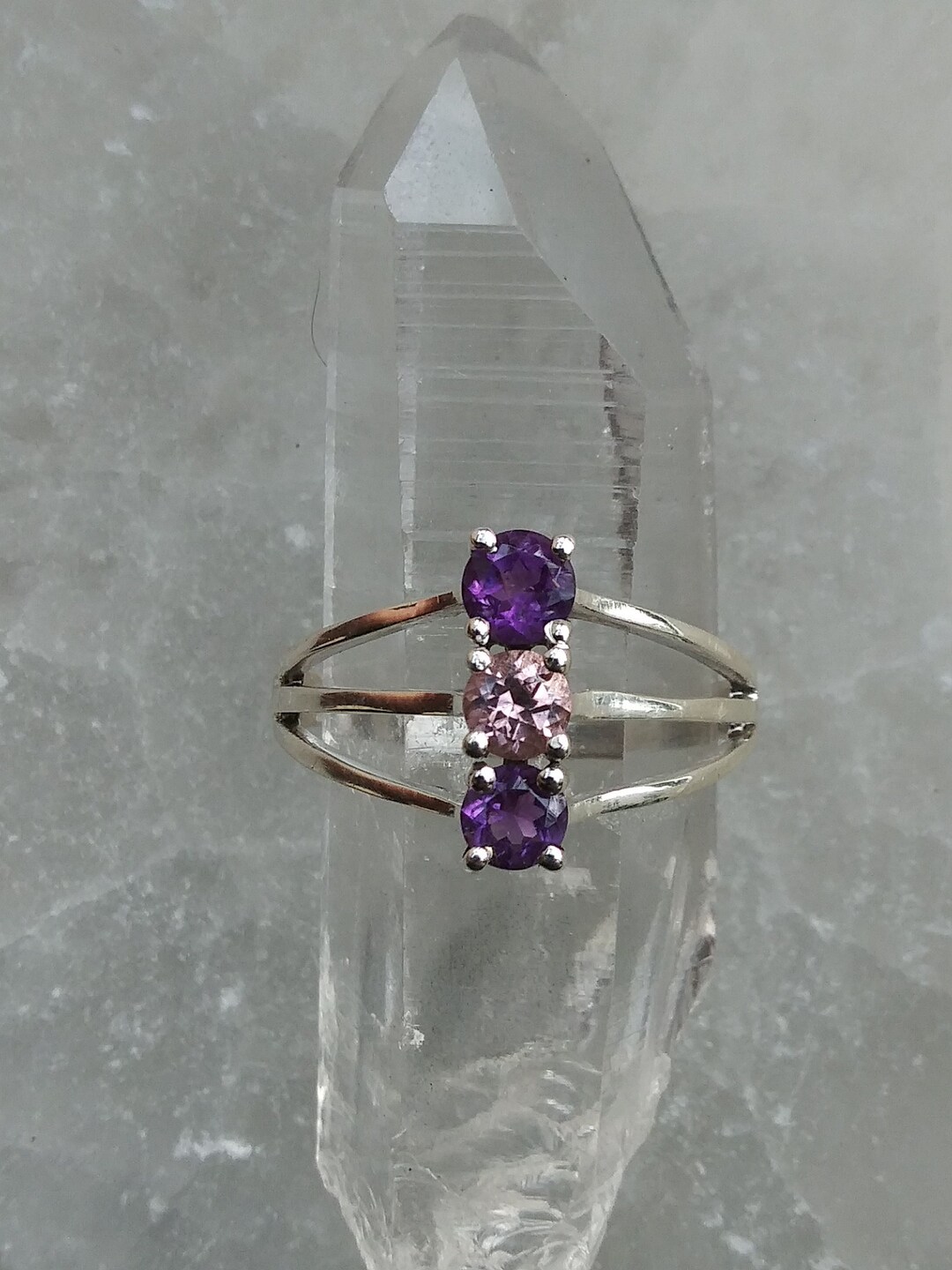 Genuine African Amethyst and Morganite Ring 925 Sterling - Etsy