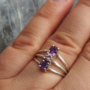 Genuine African Amethyst and Morganite Ring 925 Sterling - Etsy