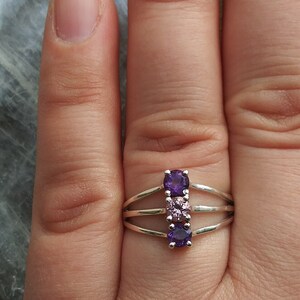 Genuine African Amethyst and Morganite Ring 925 Sterling - Etsy
