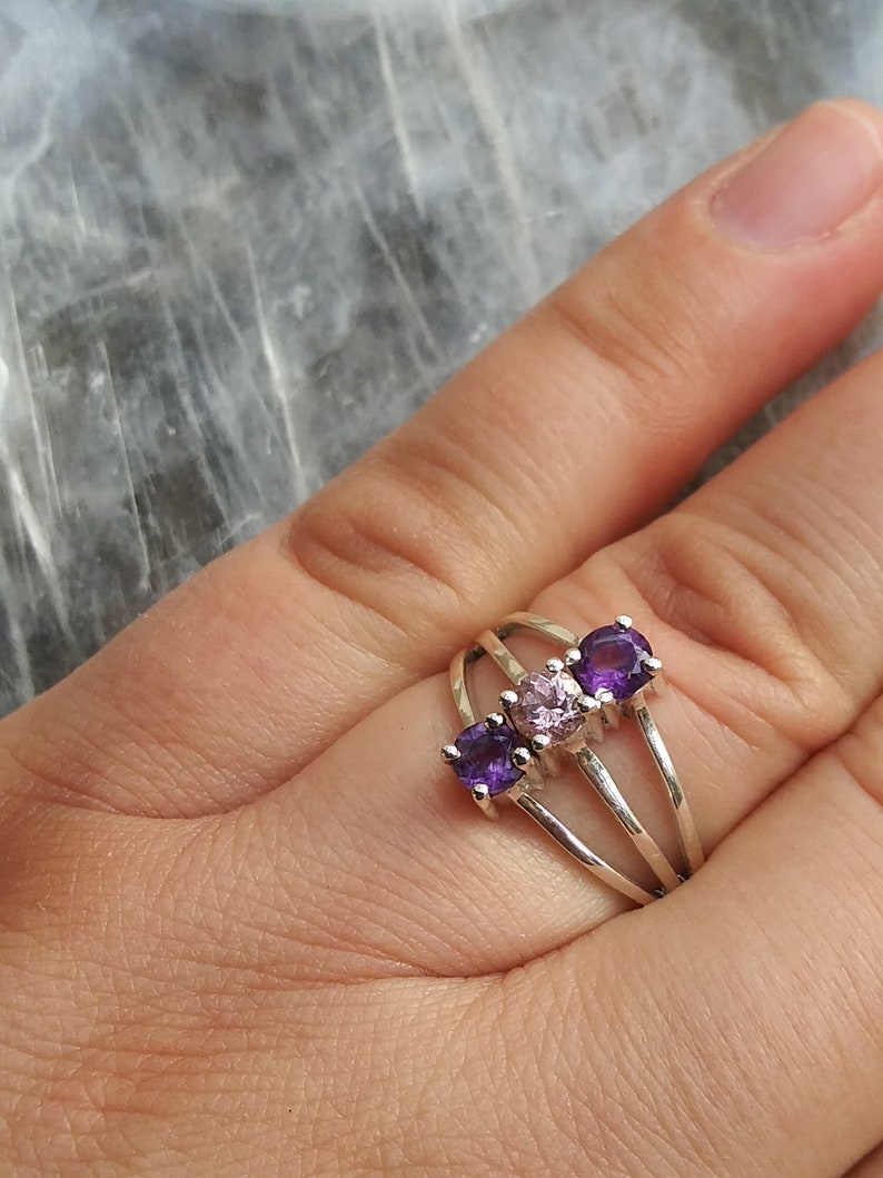 Genuine African Amethyst and Morganite Ring 925 Sterling - Etsy