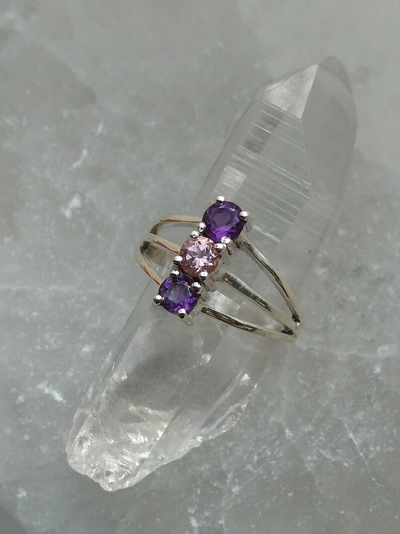 Genuine African Amethyst and Morganite Ring 925 Sterling - Etsy