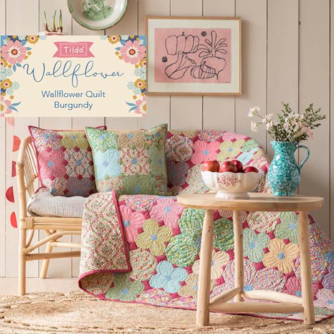 Tilda Wallflower Burgundy Quilt Kit With Binding - Etsy