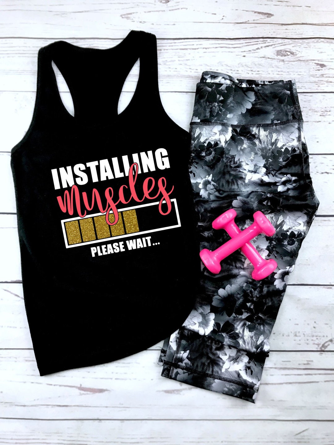 Installing Muscles Tank Top | Funny Gym Shirt for Women | Lifting Humor ...