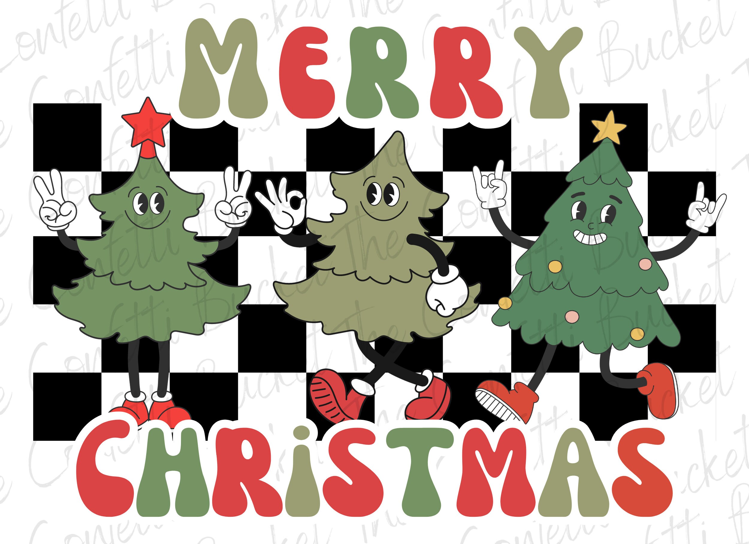 Retro Christmas Trees Png, Retro Trees Png, Merry Christmas Retro Png ...