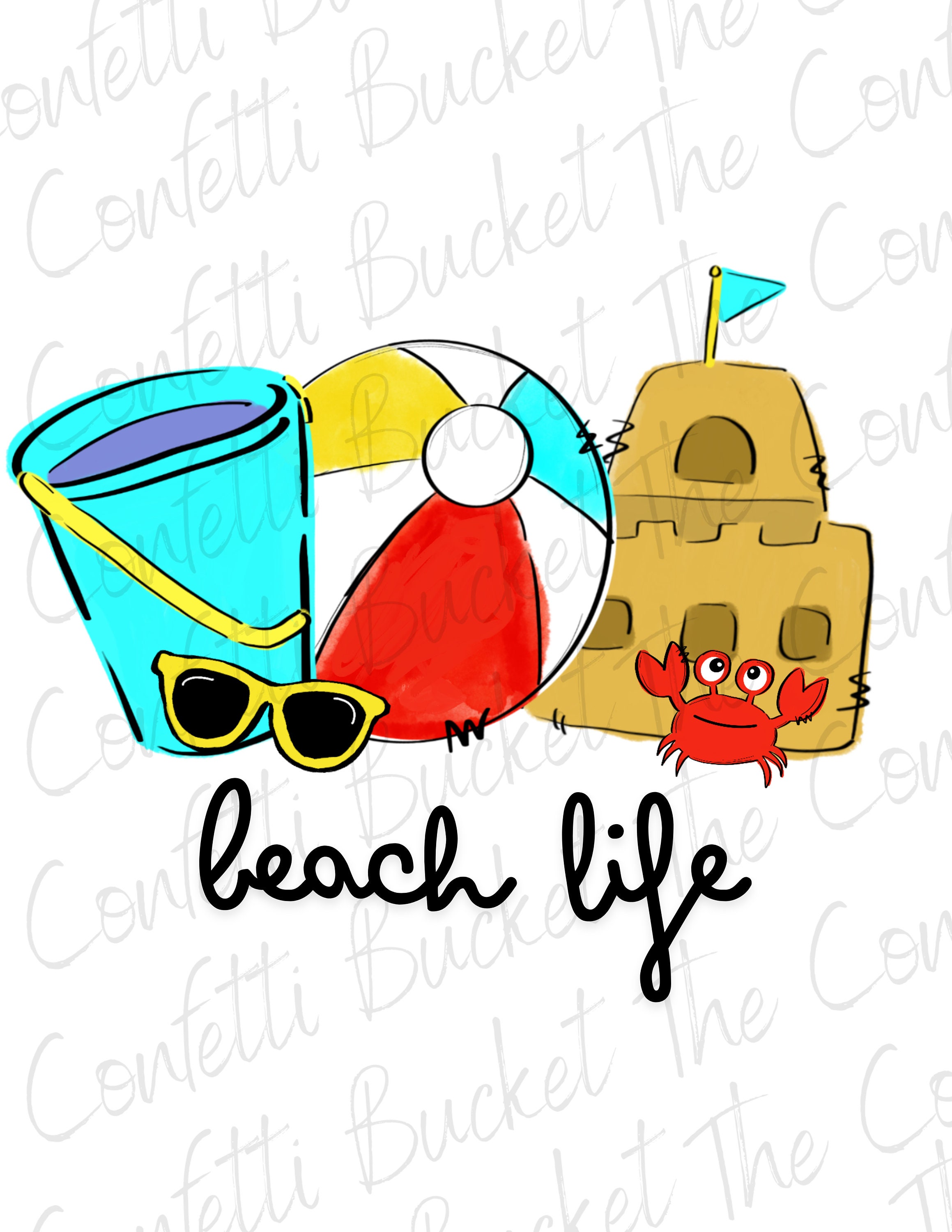 Beach Life PNG, Beach Theme Png, Beachy Png, Beach Png, Cute Beach ...