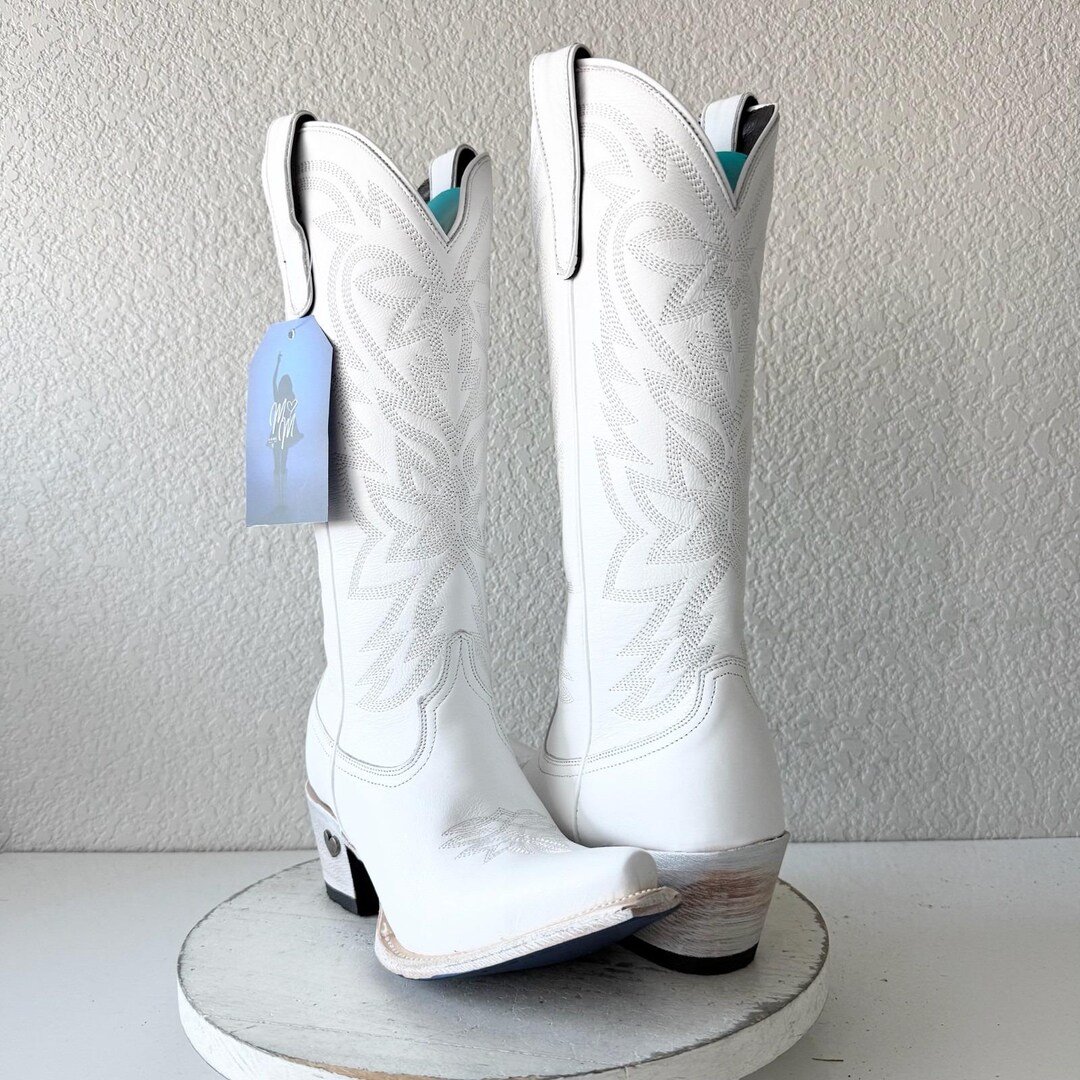 Lane MEGAN MORONEY Smokeshow Cowboy Boots - White Western Snip Toe Tall ...