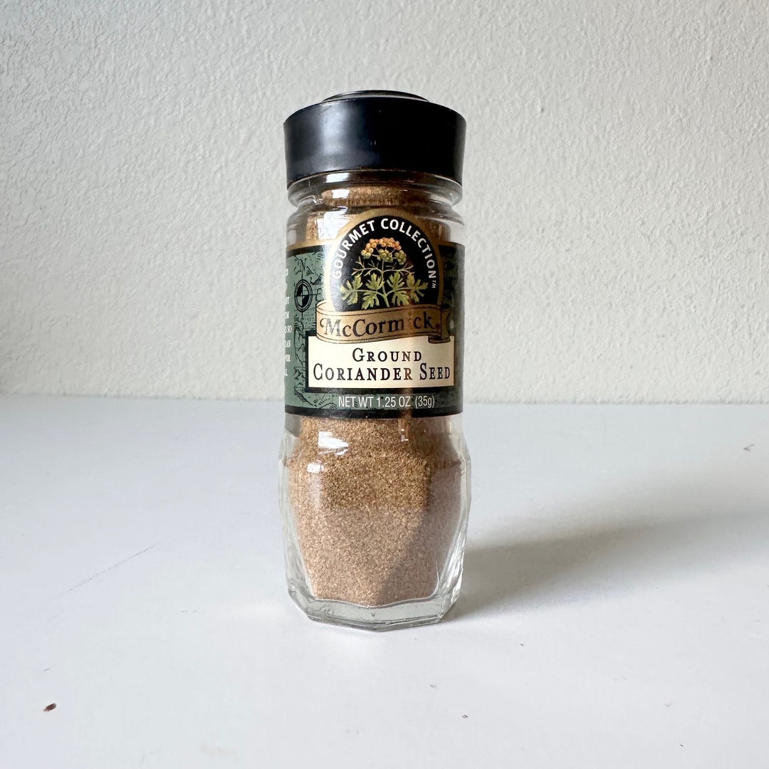 Vintage GROUND CORIANDER SEED Mccormick Glass Spice Jars Black Lid, 90S ...