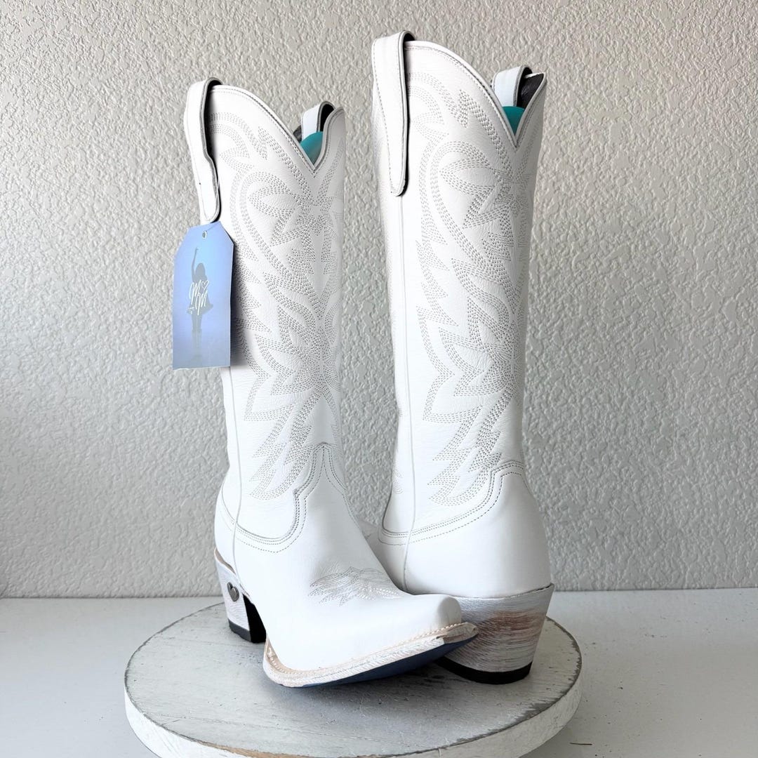 Lane MEGAN MORONEY Smokeshow Boots White Cowboy Western Snip Toe Tall ...