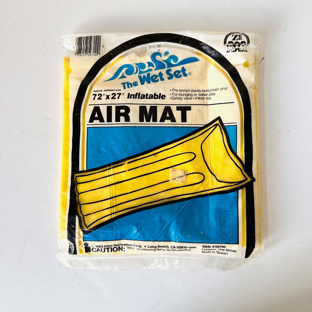 NEW 80s Yellow Pool Float Wet Set Air Mat, Vintage Pool Float 72 X 27 ...