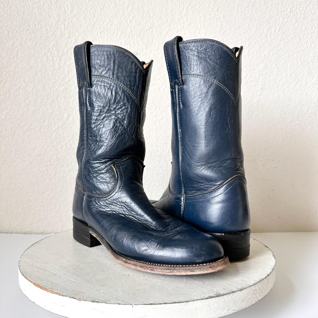 Navy Blue Justin Ropers Womens Size 6 B, Vintage Womens Cowboy Boots ...