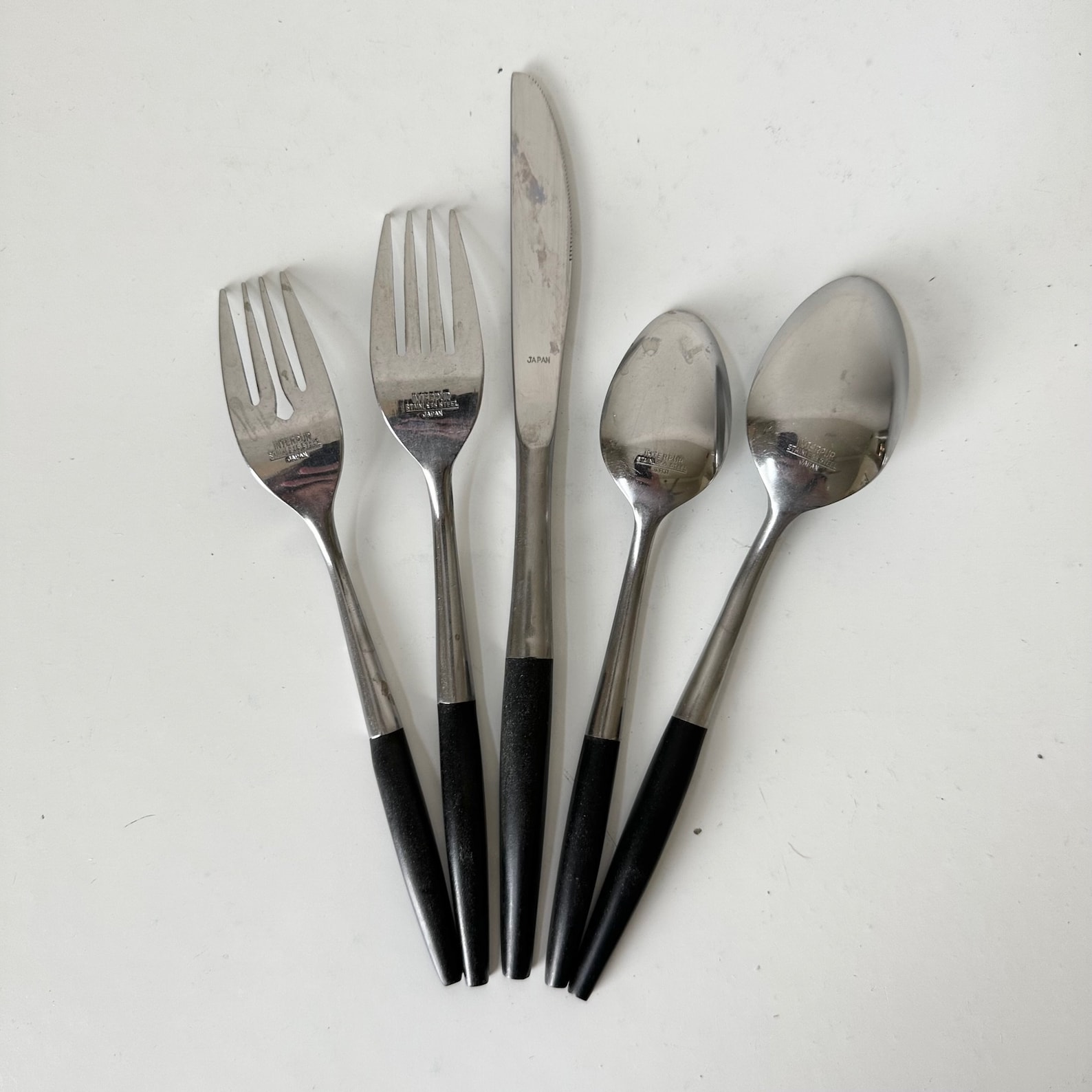 Sold Inv - Interpur INR2 Stainless Steel Flatware BLACK Canoe Style ...