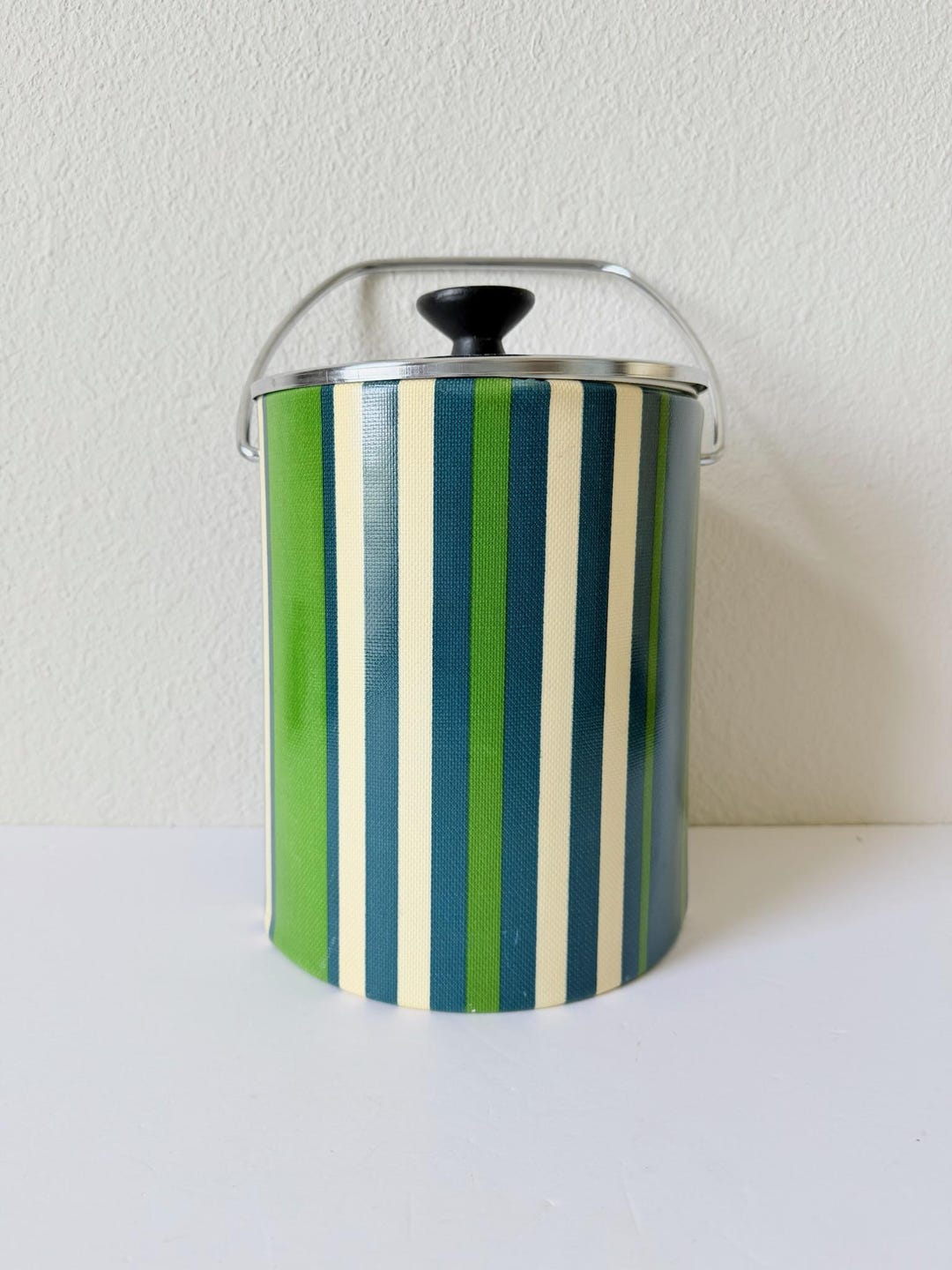Vintage Green and Turquoise Ice Bucket With Lid & Handle – Mid Century ...