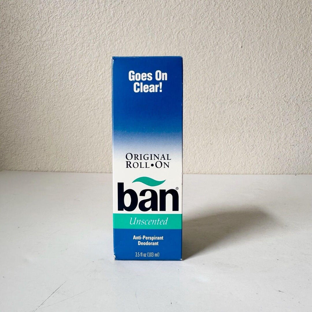Vintage 90s Ban Original Roll on Unscented Deodorant Antiperspirant 3.5 ...