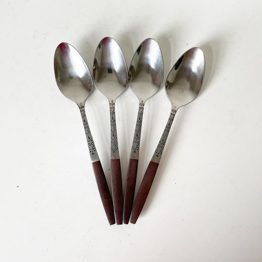 4 - Vintage Interpur INR2 TEASPOONS - Stainless Steel Flatware With ...