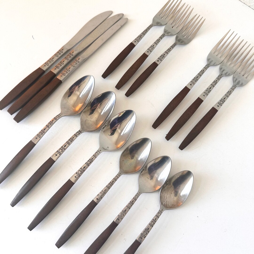 15 Piece Place Setting Interpur INR2 Stainless Steel Flatware Canoe ...