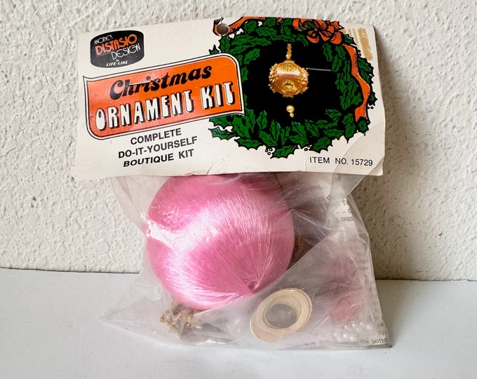NEW Vintage DISTASIO Design Pink Christmas Beaded Ornament Kit SEALED ...
