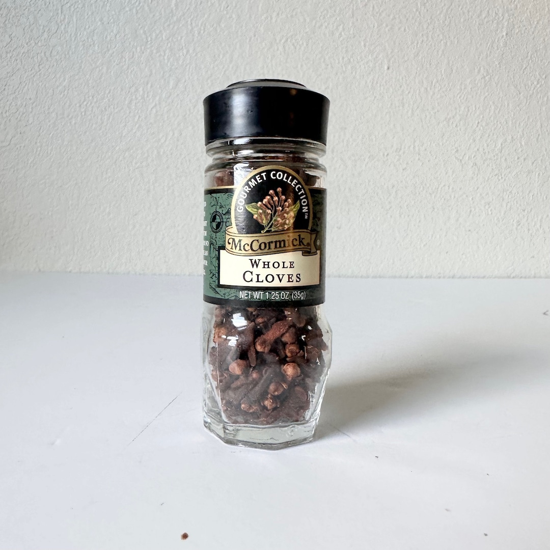 Vintage Mccormick Glass Spice Jars WHOLE CLOVES Black Lid Kitchen Decor ...
