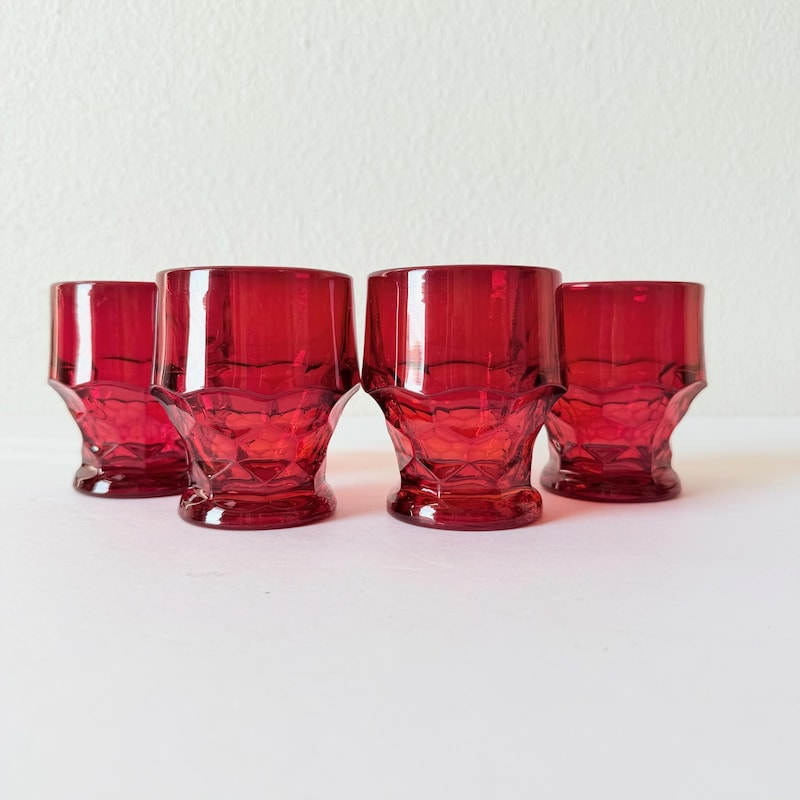 Red Coloured Glassware - Etsy