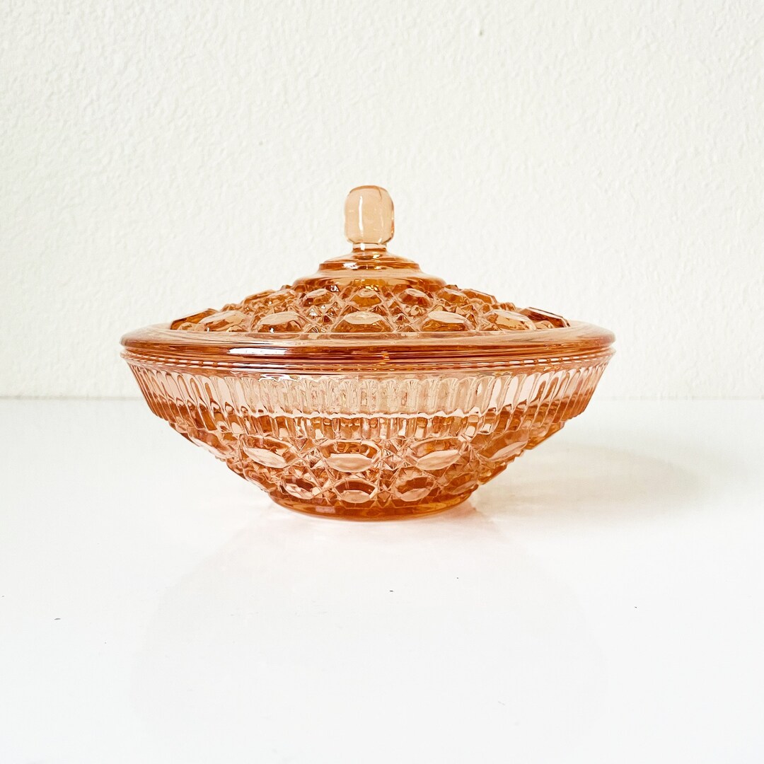 Vintage Pink Candy Bowl With Lid, Windsor Pink Covered Candy Dish by ...