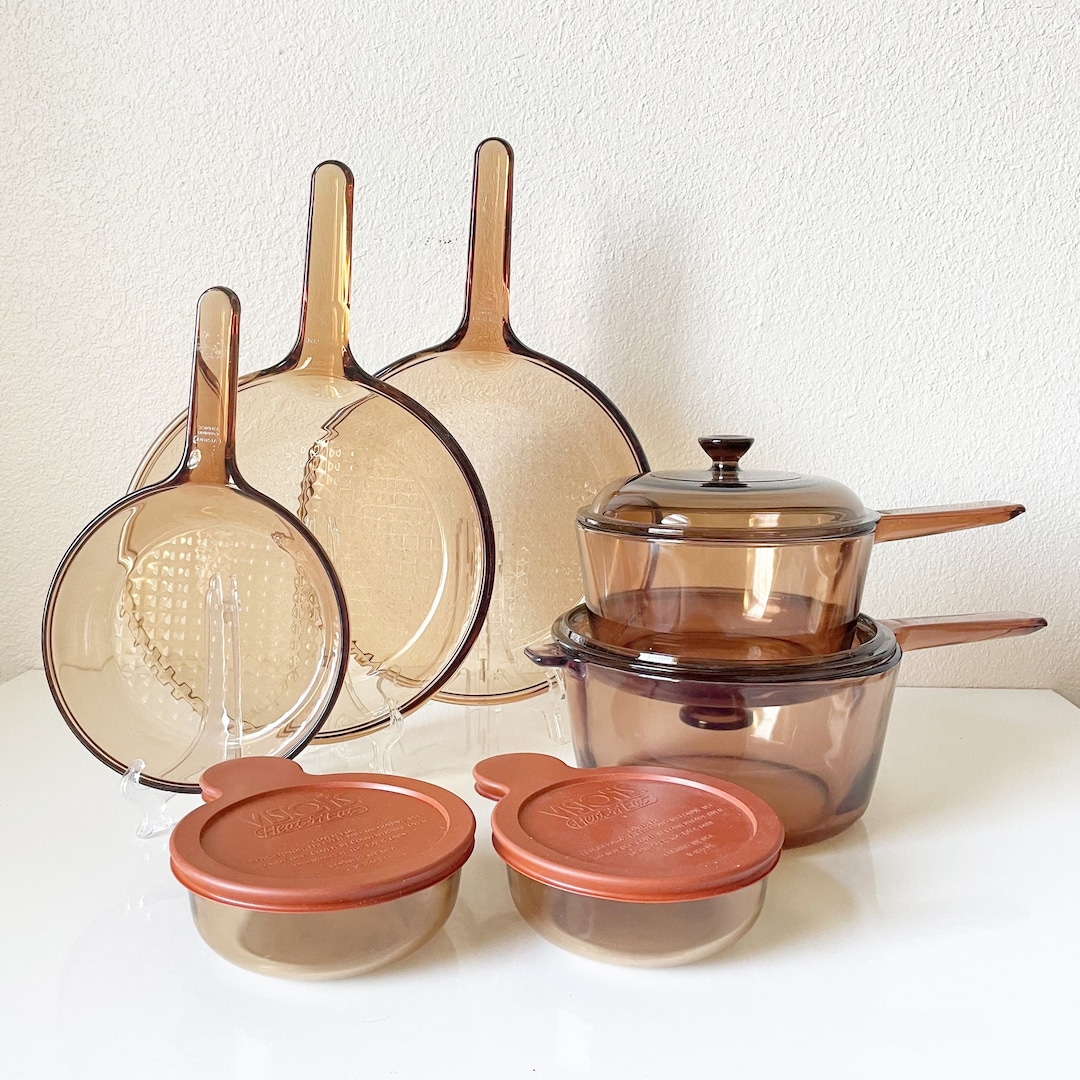 Set of 13 Corning Visions Cookware Set Amber Brown Glass - Etsy