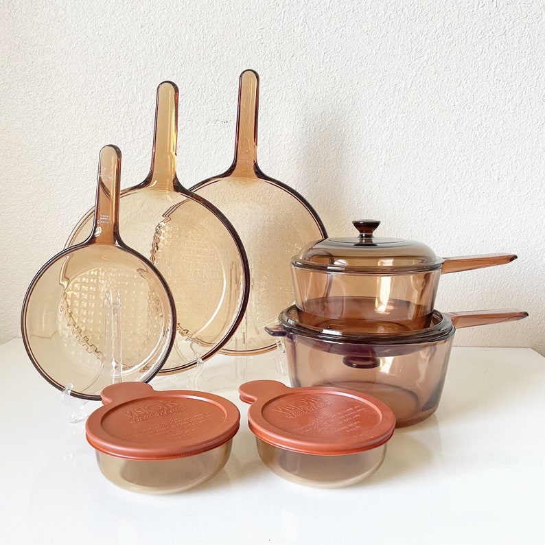 Set of 13 Corning Visions Cookware Set Amber Brown Glass - Etsy