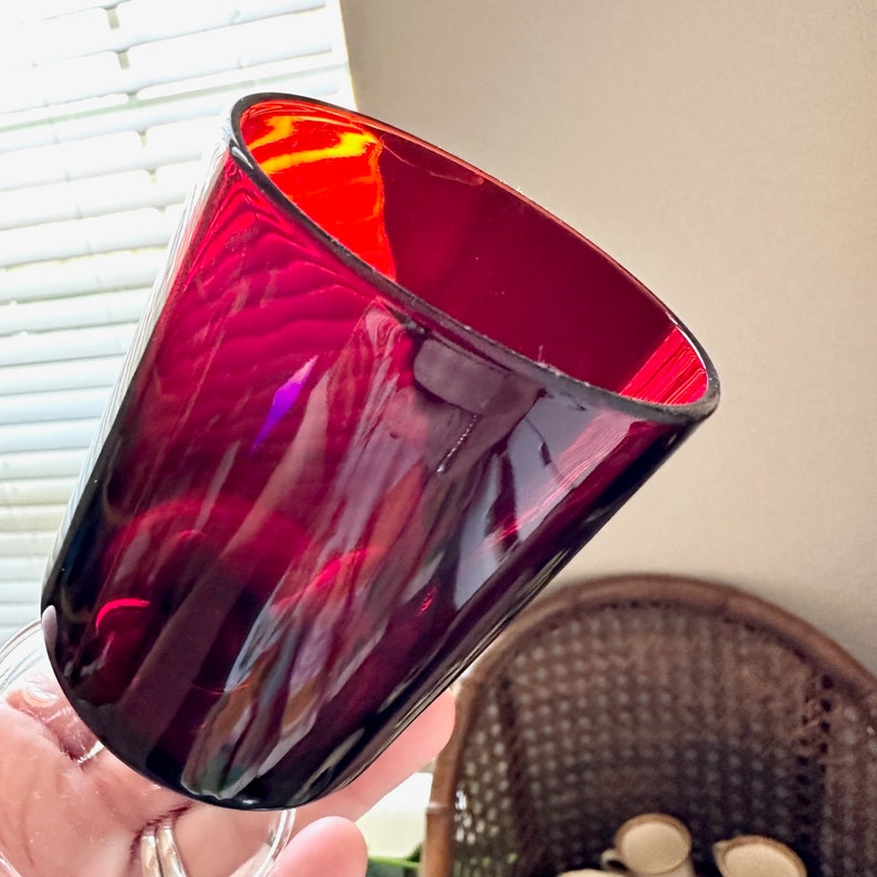 Set of 6 Luminarc Ruby Red Cavalier Wine Glasses 5 Oz - Vintage MCM ...