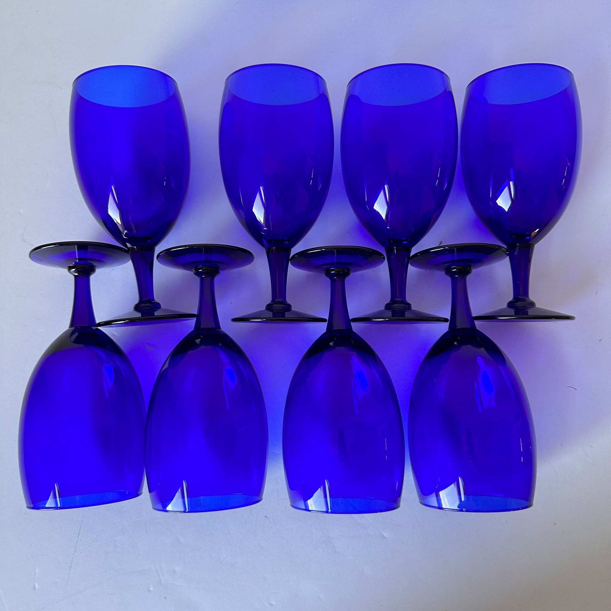 Set of 8 Pier 1 Cobalt Blue Goblets, Vintage Blue Iced Tea Glasses, 90s ...