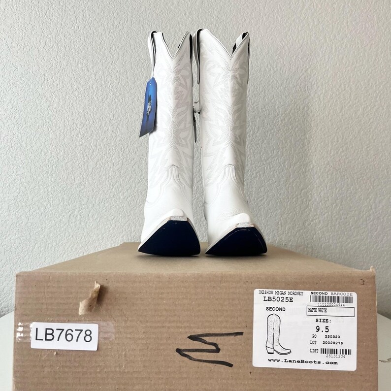 Lane MEGAN MORONEY Smokeshow Cowboy Boots Womens Size 9.5 White Western ...