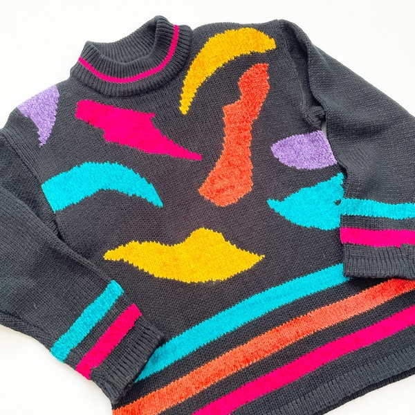 90s Colorful Sweater - Etsy