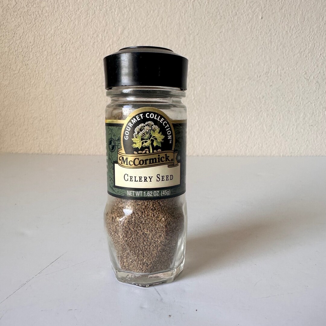 Vintage Mccormick Glass Spice Jars Black Lid CELERY SEED Kitchen Decor ...