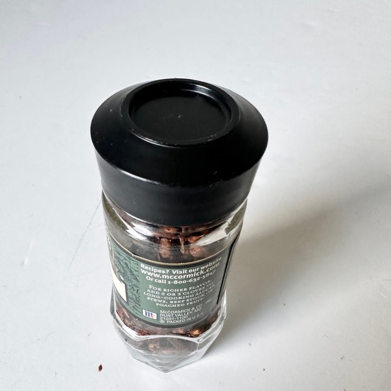 Vintage WHOLE CLOVES Mccormick Glass Spice Jars Black Lid, 90s ...