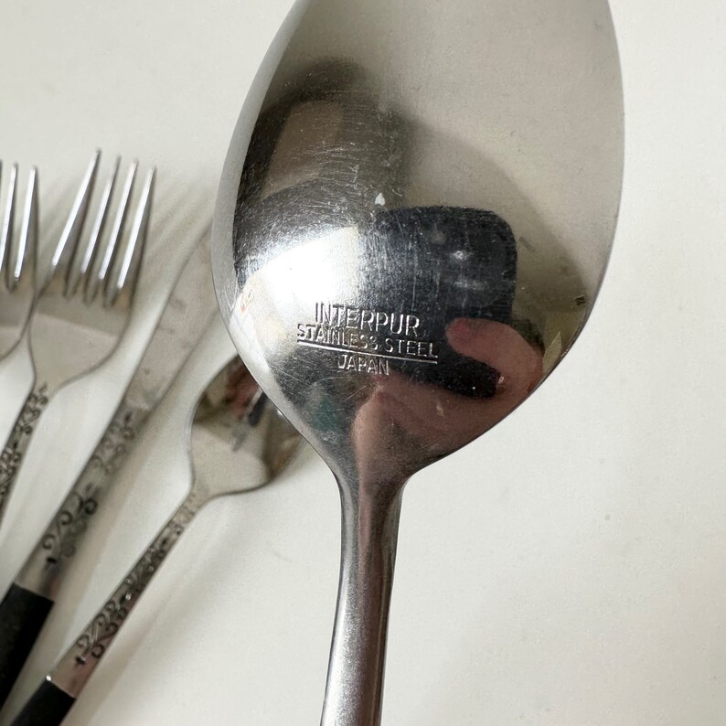 Sold Inv - Interpur INR2 Stainless Steel Flatware BLACK Canoe Style ...