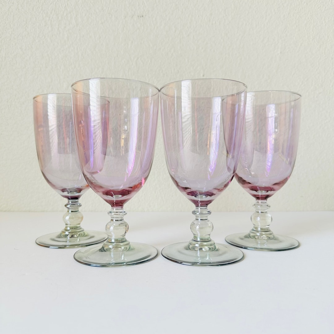 4 Purple Iridescent Iced Tea Water Glasses Set, 90s Vintage Large ...