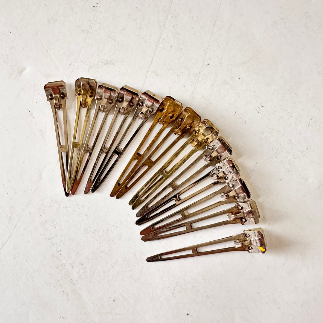 Set of 13 Vintage 50s Pointed Pin Curl Clips - Finger Wave Setters ...