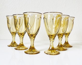 Amber Goblets Vintage - Etsy