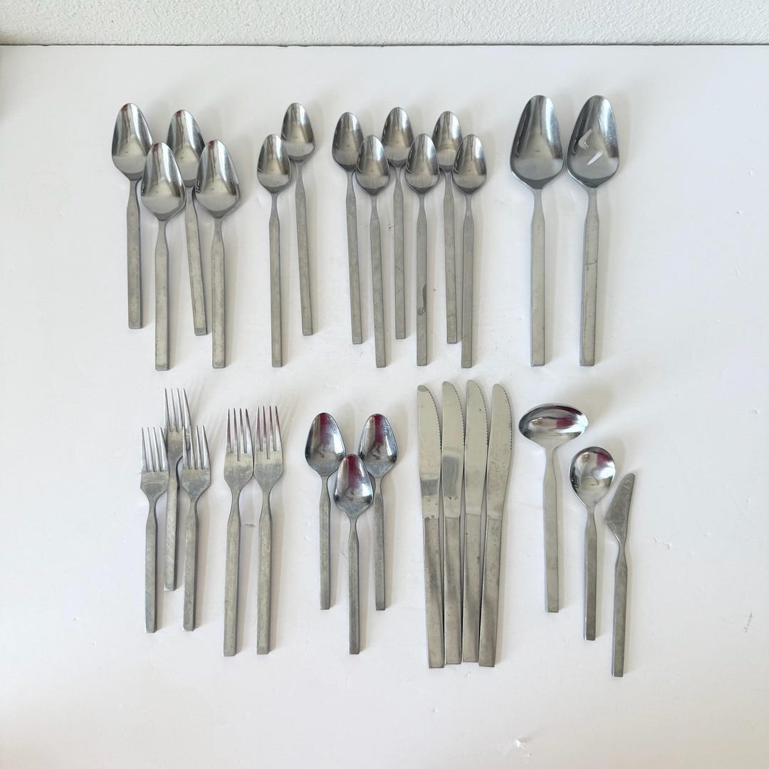 Towle Supreme Stainless Steel Flatware Set - Mid Century Modern Heavy ...
