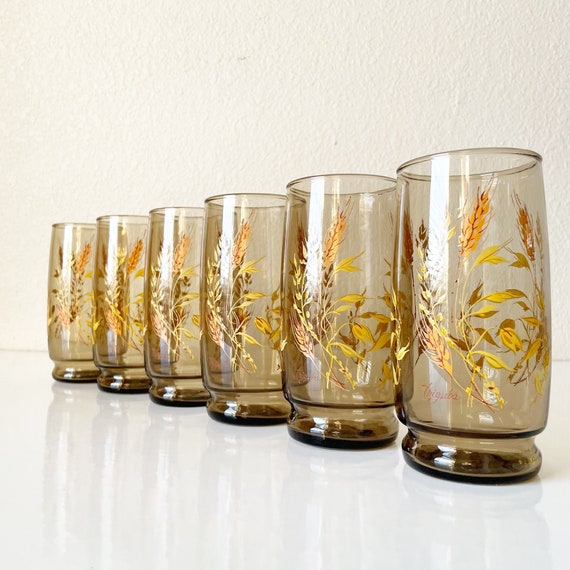 Home & Living Kitchen & Dining Tumblers Set of 6 Wheat Pattern Glasses ...